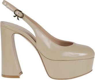 Gianvito Rossi Hohe Schuhe - Slingback Pumps In Shiny Leather - Gr. 36,5 (EU) - in Beige - für Damen