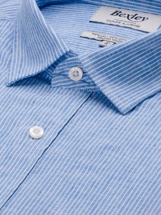 Bexley Edibert - Chemise homme bleu et liser&eacute; blanc