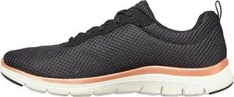 Skechers Femme Flex Appeal 4.0 Brilliant View Basket, Black Mesh Rose Gold Trim, 35.5 EU