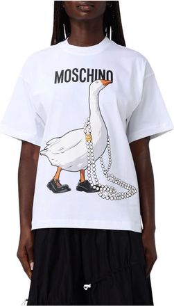 Moschino T-shirt en coton imprim&eacute; - Femme - Tops - Blanc - Taille: 36 FR