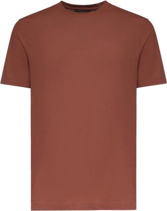 Zanone Homme, Tops, Orange, Taille: 2XL T-Shirt Col Rond