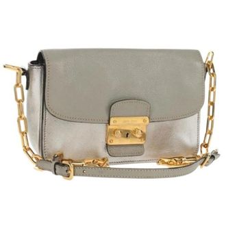 Miu Miu Sac bandouli&egrave;re en cuir Pre-owned - Femme - Pre-owned - Gris - Taille: ONE Size