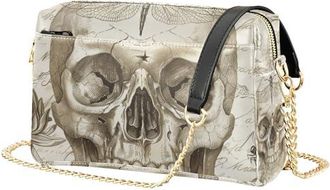 Mnsruu Sacs à bandoulière pour femme, motif tête de mort, libellule en cuir, sac à main