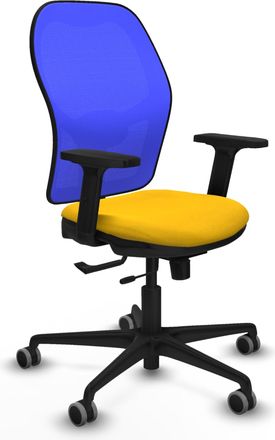 Piqueras y Crespo Gepolsterter B&uuml;rostuhl mit 2D-Armen, h&ouml;henverstellbare Lendenwirbelst&uuml;tze, ausgestattet mit Syncro/Traslack und Schaumstoff, Blau/Gelb