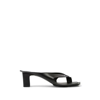 Maison Margiela Femme, Chaussures, Noir, Taille: 40 EU Sculpted Sole Block Heel T-Strap Sandal