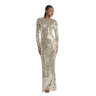 Retrof&ecirc;te Pailletten Maxikleid in Beige - - Dresses - Damen - Beige - XS