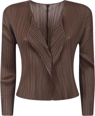 Issey Miyake Femme, Pulls, Brun, Taille: 42 FR Cardigan Pliss&eacute;