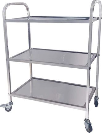 Taimiko Edelstahl Transportwagen 3-&eacute;tagig, Servierwagen mit Rollen, 100 kg Tragkraft - Industriewagen f&uuml;r K&uuml;che, Gastronomie, B&uuml;ro & Lager