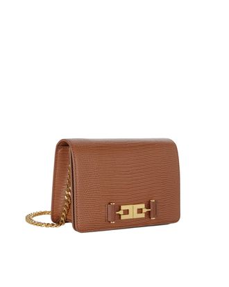 Elisabetta Franchi Womens Shoulder Bag Snake Cigar Polyester Polyurethane