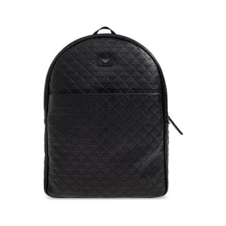 Emporio Armani Lederrucksack mit Allover-Pr&auml;gung in Adleroptik - - Bags - Herren - Schwarzk - ONE SIZE