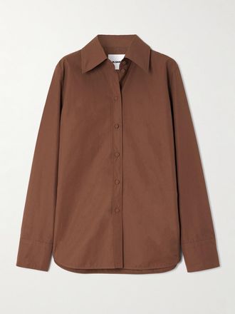 Jil Sander Chemise En Popeline De Coton - Marron