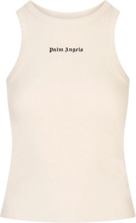 Palm Angels Femme, Tops, Blanc, Taille: 36 FR Classic Logo Fitted Tank Top