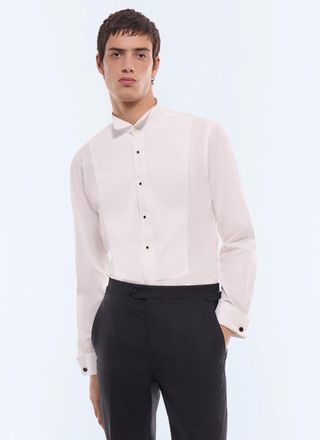 Fursac Chemise &agrave; plastron en popeline de coton - Taille 37 - Homme