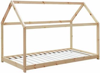 Sweeek Lit cabane Montessori. bois massif en pin naturel - Tobias - sommier inclus. 90 x 190 cm