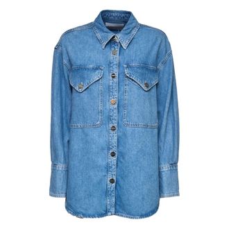 Dondup Femme, Blouses et Chemises, Bleu, Taille: 38 FR Camicia Over