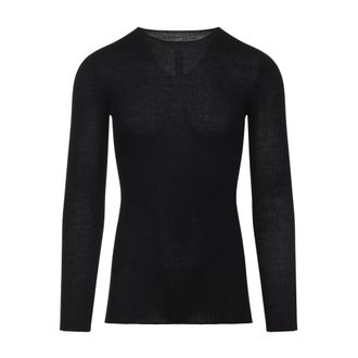 Rick Owens Homme, Pulls, Noir, Taille: M Pull en Laine Noir Aw25