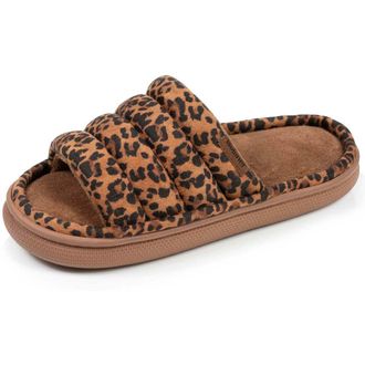 Isotoner Chaussons sandales BLOUP Femme L&eacute;opard camel