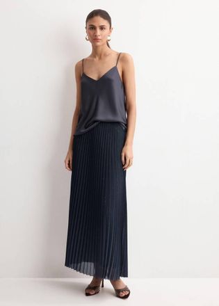 Mango Jupe pliss&eacute;e brillante bleu nuit - Femme - XL - MANGO