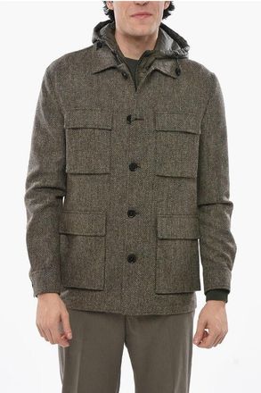 Corneliani CC COLLECTION Wool Utility Overshirt with Removable Lining Größe 48