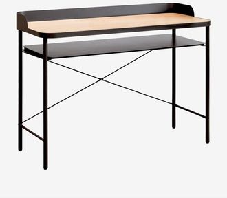 Sklum Schreibtisch aus Stahl und MDF Kerobert Schwarz - Naturholz