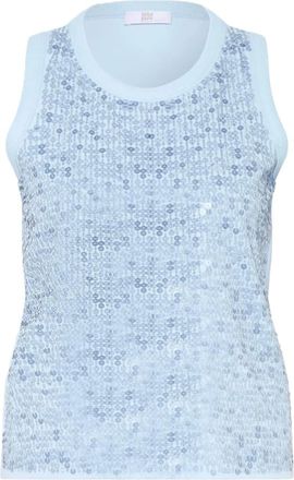Riani Femme, Tops, Bleu, Taille: 40 FR Top en coton &eacute;lastique avec devant en sequins