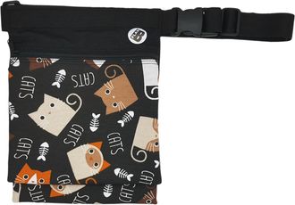 Plan B Seitliche G&uuml;rteltasche, 27 x 20 cm, mit 2 Taschen und verstellbarem G&uuml;rtel, Katzen auf dunklem Hintergrund, Einheitsgr&ouml;&szlig;e f&uuml;r Damen, aus Stoff (Cats),