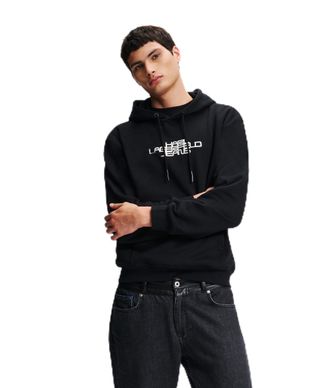 Karl Lagerfeld Herren, Regular Foil Logo Hoodie, Schwarz, Xtra Small