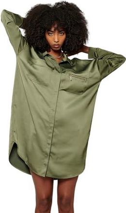 Kaporal Robe chemise satinée kaki femme - Siren - L - Kaki
