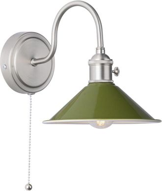 Där Lighting Hadano Applique Murale Dome Chrome Antique Avec Abat-jour Vert Olive