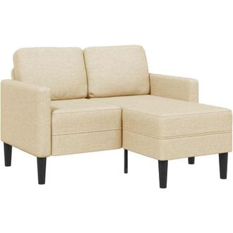 vidaXL Vidaxl - 2-Sitzer-Sofa mit Chaiselongue L-Form Creme 125 cm Stoff