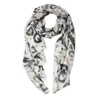 Dolce & Gabbana Ch&acirc;le en soie &agrave; logo graffiti - Femme - Accessoires - Blanc - Taille: ONE Size
