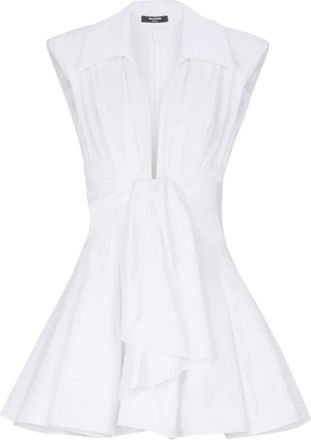 Balmain Femme, Robes, Blanc, Taille: 38 FR Cotton Shirt Dress