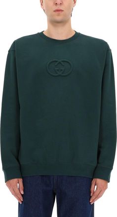 Gucci Logo-Embroidered Cotton Sweatshirt - Green