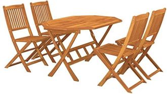 vidaXL Bois dAcacia Massif Mobilier à Dîner de Jardin 5 pcs Table et Chaises de Patio Ensemble de Salle à Manger de Terrasse Extérieur
