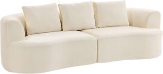HOMCOM Canap&eacute; 3 places - HOMCOM - assise large, 3 coussins - enti&egrave;rement compress&eacute; pas de montage - tissu chenille - 260cm - cr&egrave;me