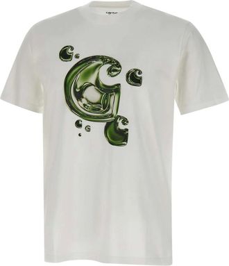 Carhartt Work in Progress Homme, Tops, Blanc, Taille: M S/S Solar Chrome C-Logo T-Shirt