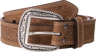 Ariat Herren G&uuml;rtel aus gepr&auml;gtem Leder mit Blumenmuster, Mittelbraun, 54