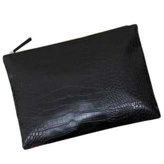 FOMIYES Paquet Pochette pour Femme en PU Noir &agrave; Imprim&eacute; Alligator Paquet Enveloppe Compact Fermeture &Eacute;clair S&eacute;curis&eacute;e pour F&ecirc;tes et Shopping Multifonction