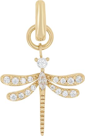 Amor Charm 925 Sterling Silber Damen Charms, mit Zirkonia synth., 2,3 cm, Wei&szlig;, Libelle, Kommt in Schmuck Geschenk Box, 2038524