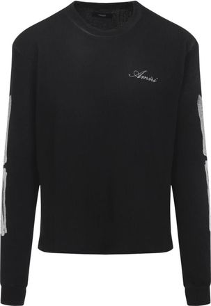 Amiri Homme, Tops, Noir, Taille: XL Amtojr1032 Bones Long Sleeve Tee