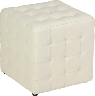 Cortesi Home Charli getuftet W&uuml;rfel-Ottomane aus 100% echtem Leder, cremefarben