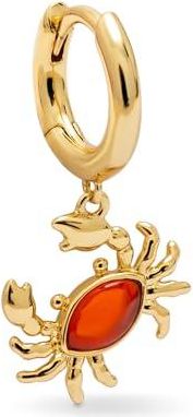 Singularu Boucle dOreille Crabe. Laiton avec Plaqu&eacute; or 18 Carats et Pierre naturelle. Bijoux pour Femme