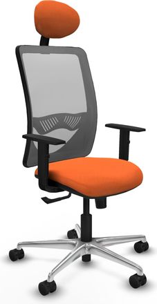 Piqueras y Crespo B&uuml;rostuhl Zulema mit 1D-Armen, h&ouml;henverstellbarer Lendenwirbelst&uuml;tze und festem Kopfteil, ausgestattet mit 3 Positionen und Schneidschaum, Grau/Orange