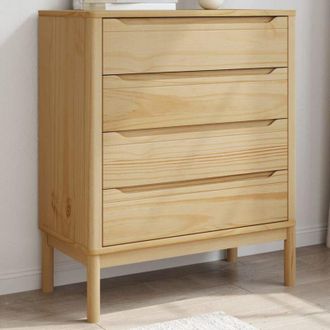 vidaXL Commode floro cire marron bois de pin massif Vidaxl