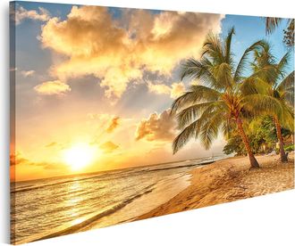Islandburner Bild auf Leinwand Schöner Sonnenuntergang Über Dem Meer Mit Blick Auf Palmen Barbados Karibik Bilder Wandbilder Poster