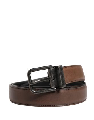 Dolce & Gabbana Men Brown Classic Leather Metal Buckle Belt Calf