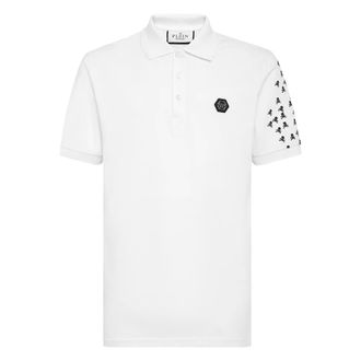 Philipp Plein Homme, Tops, Blanc, Taille: XL Polo Slim Fit MC Skull&Bones