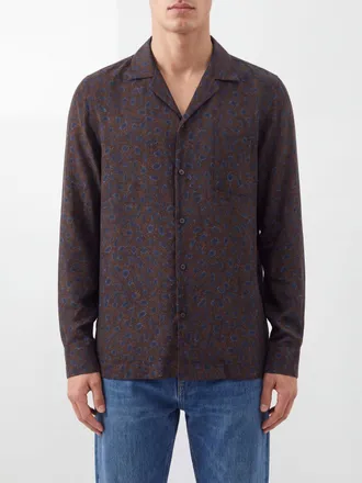Dries Van Noten Baumwollhemd mit Ethno-Print und kubanischem Kragen von