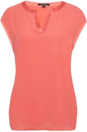 Comma Kurzarmshirt T-Shirt Viskose-Shirt mit Satinblende im Fabricmix