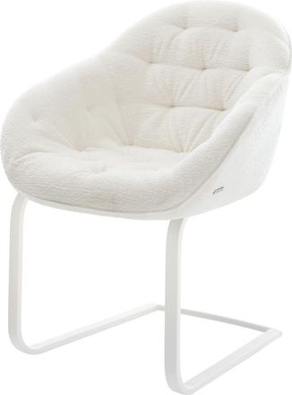 DELIFE Schwingstuhl Gaio-Flex Freischwinger flach Weiß Bouclé Soft Beige